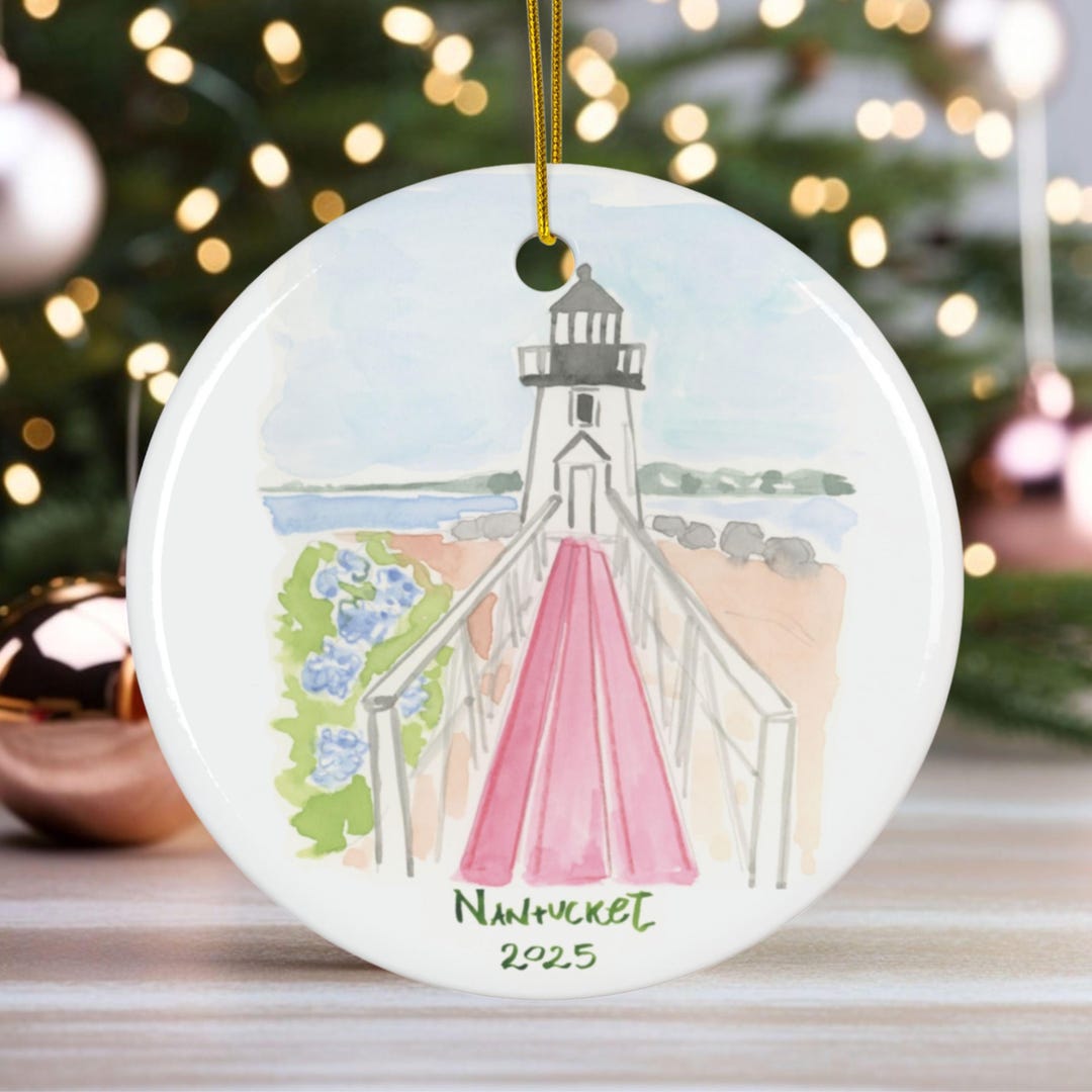 Nantucket Brant Point Lighthouse Ornament, Coastal Christmas Tree ...