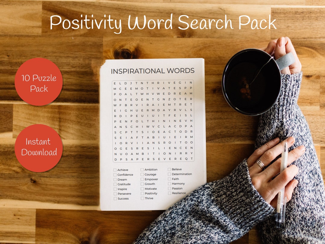 Positivity Word Search Pack Mindfulness Puzzle Wordsearch - Etsy