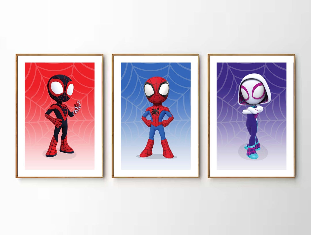 3 Spidey and Friends Poster Set, Spiderman Nursery Art Ghost Spidey ...