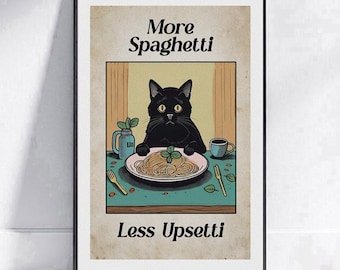More Spaghetti Less Regretti Frog Print, Retro Diner Poster, Retro ...