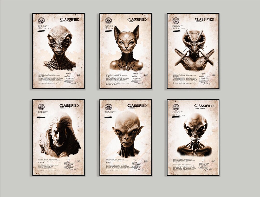 6 Classifed Alien Race Species Posters Digital Art - Etsy