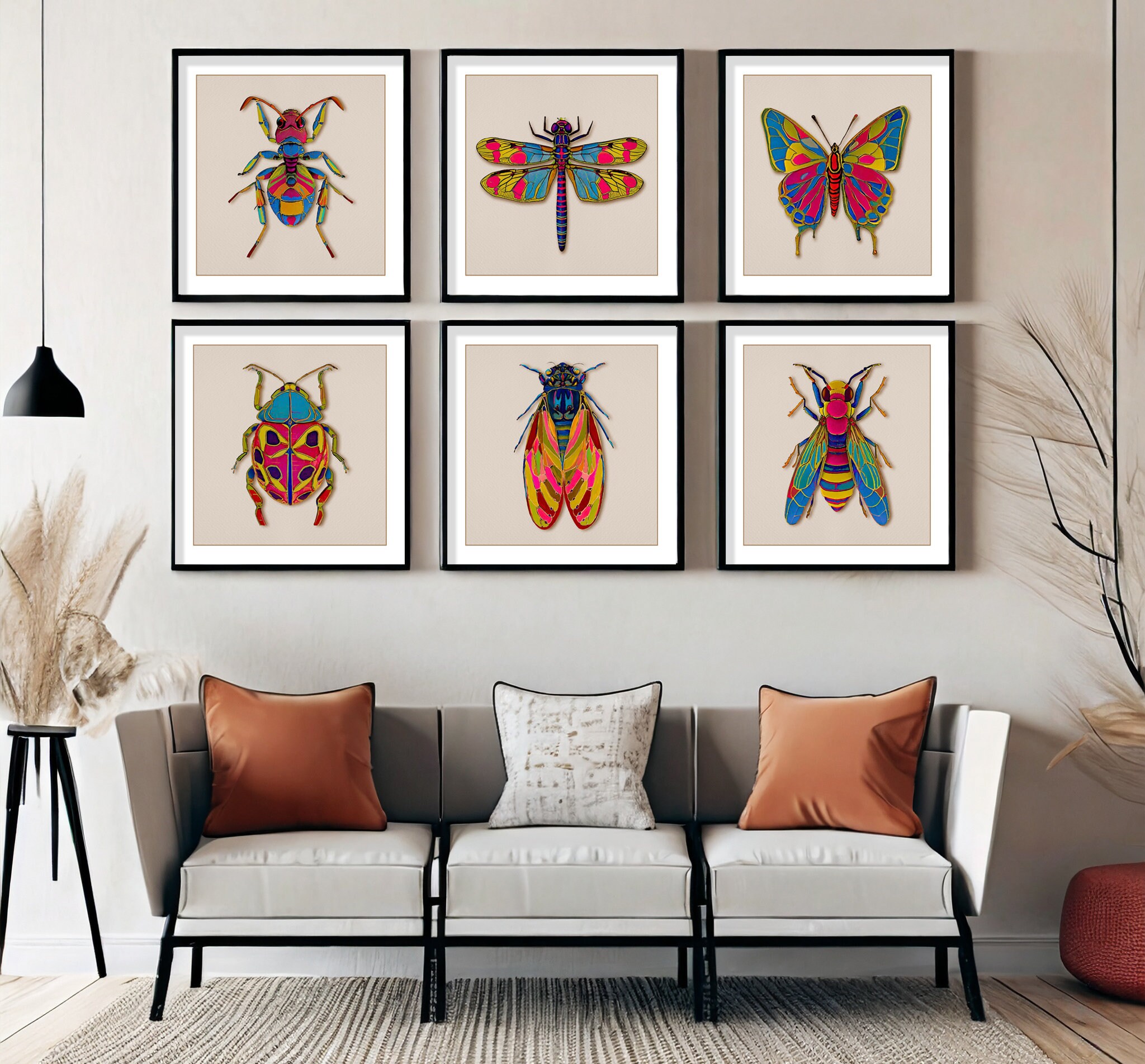 Vintage Insect Print Set of 6 Insect Prints, Bugs Prints, Wall Art ...