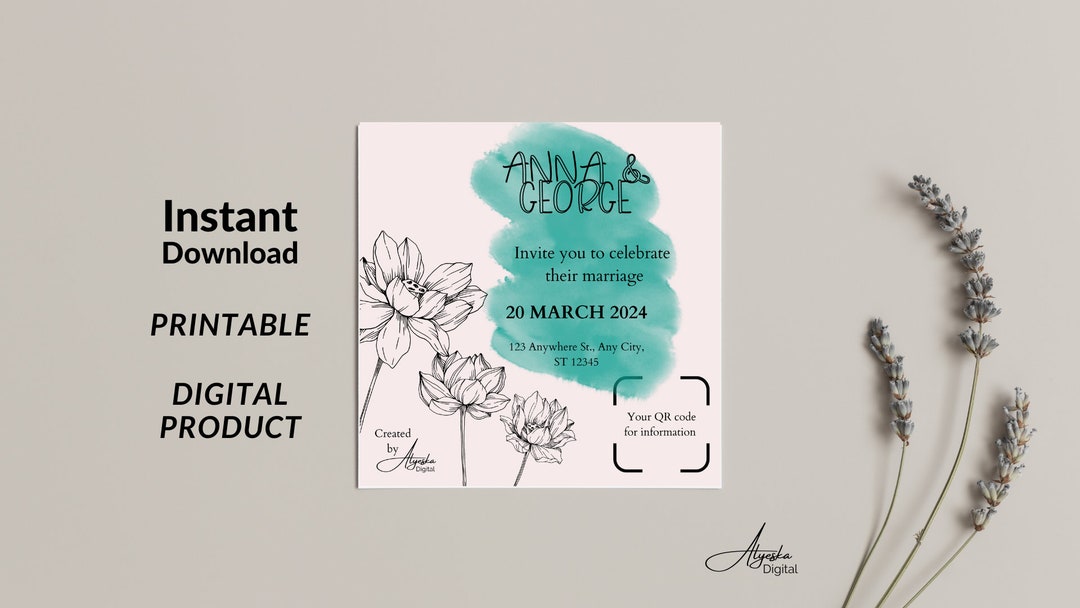 Código QR editable imprimible invitación de boda digital - Etsy España