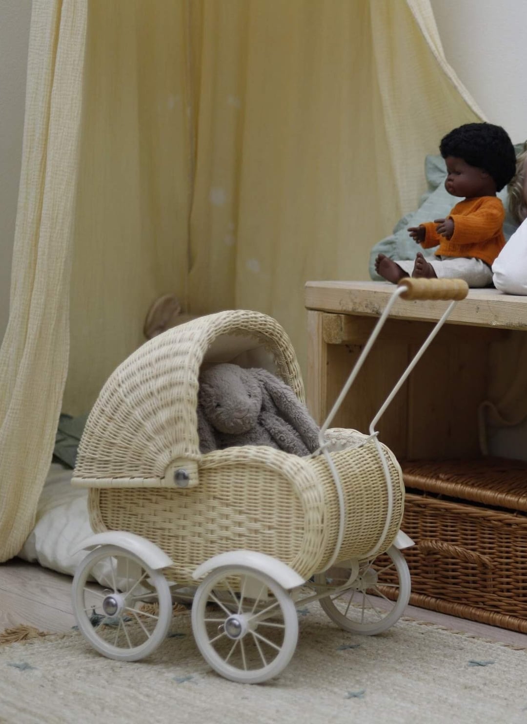 Wicker Doll Stroller. Heritage Doll Stroller. Rattan Doll Pram. Wicker ...