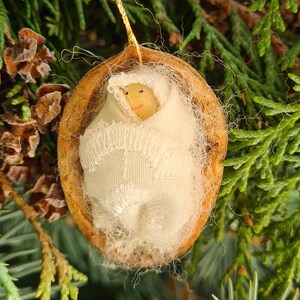 Christmas Baby in a Walnut Shell. Walnut Shell Nativity Ornament. Doll ...
