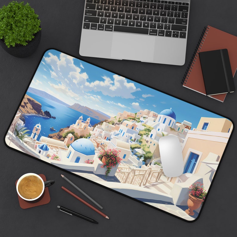 Santorini Greece Beach Life Inspired Mouse Pad Desk Décor - Etsy