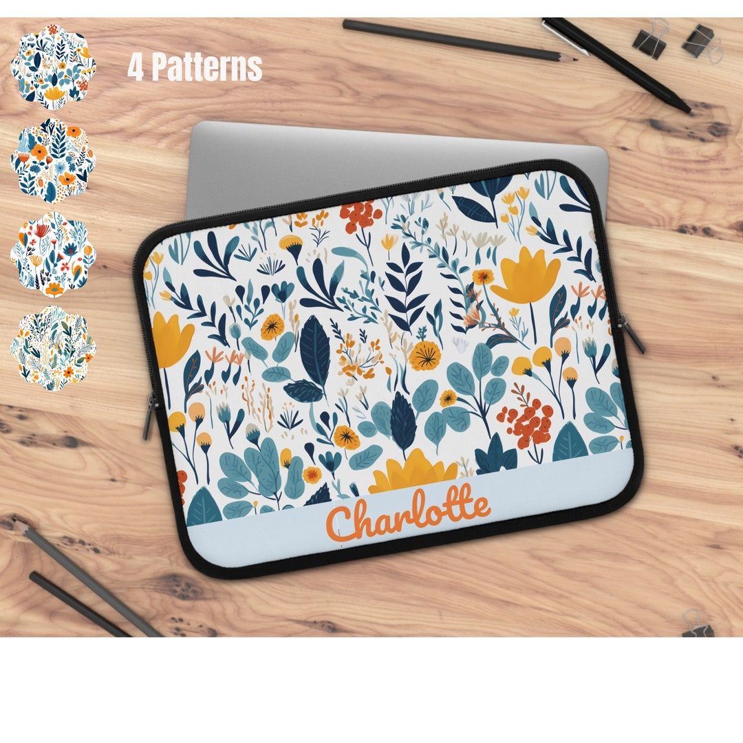 Personalized Floral Pattern Laptop Sleeve Fashionable Tech Accessory ...