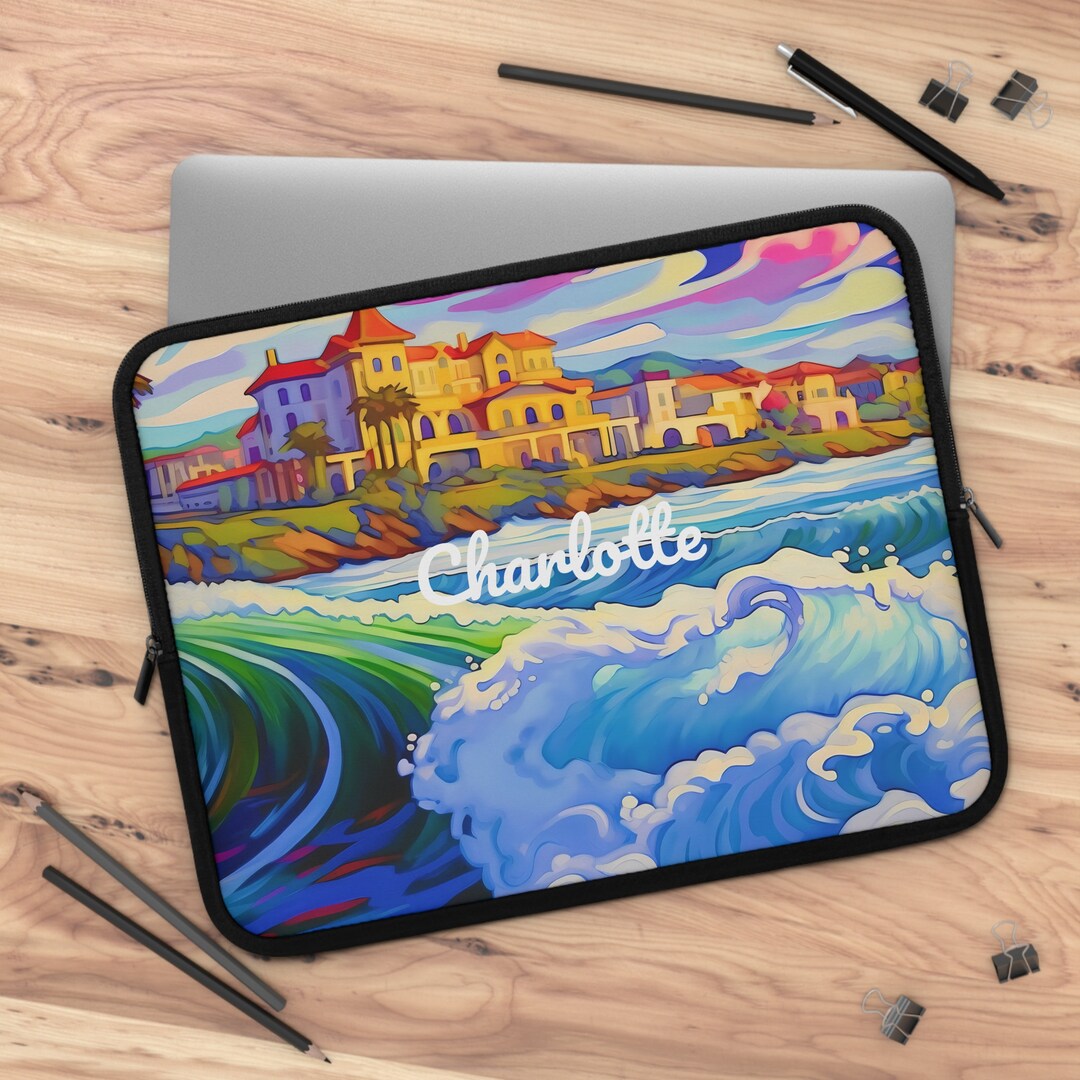 Santa Cruz Beach Life Inspired Personalized Laptop Sleeve Custom Laptop ...