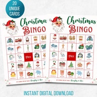 Kids Christmas Bingo Cards, Christmas Party Games, Instant Download ...