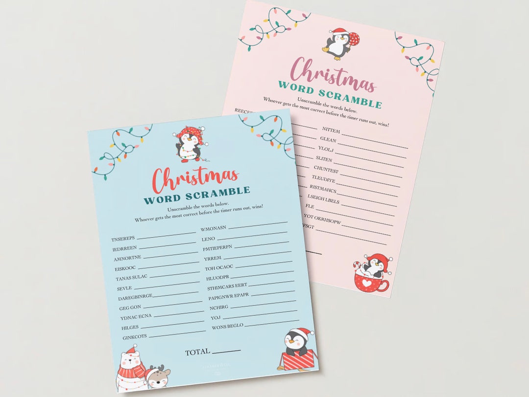 Christmas Word Scramble Game, Printable Holiday Activity (PDF) - Etsy