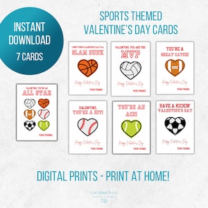 Printable Sports Themed Valentine’s Day Cards, Sports Valentines Day ...
