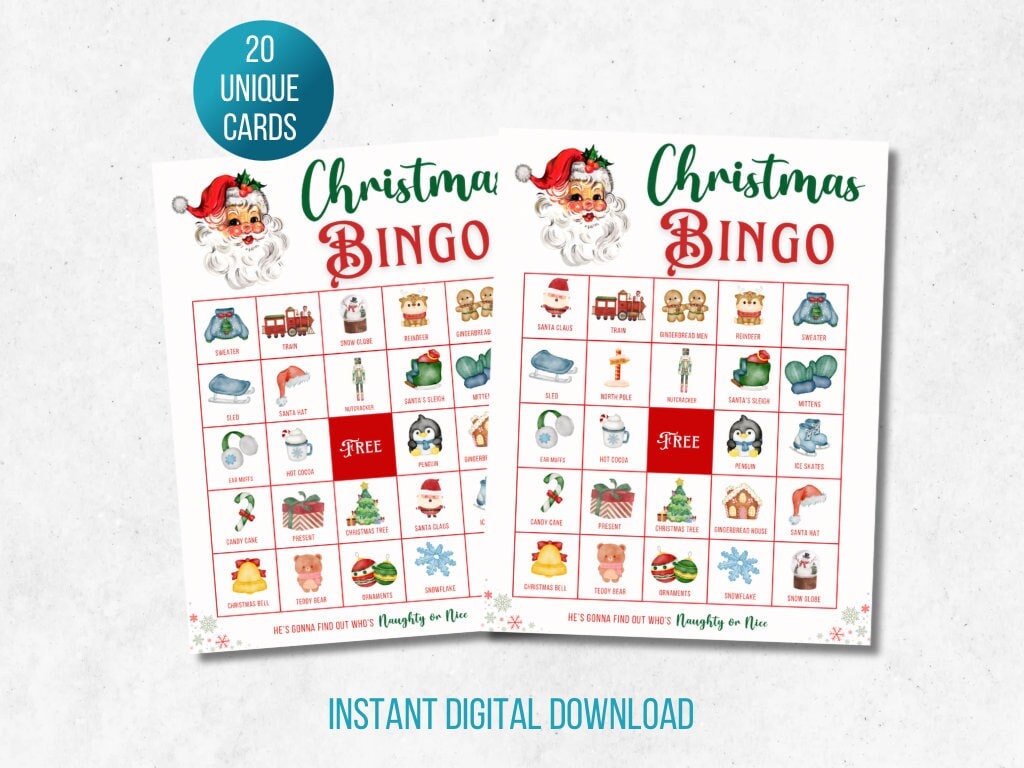 Kid’s Christmas Bingo Cards, Christmas Party Games, Instant Download ...