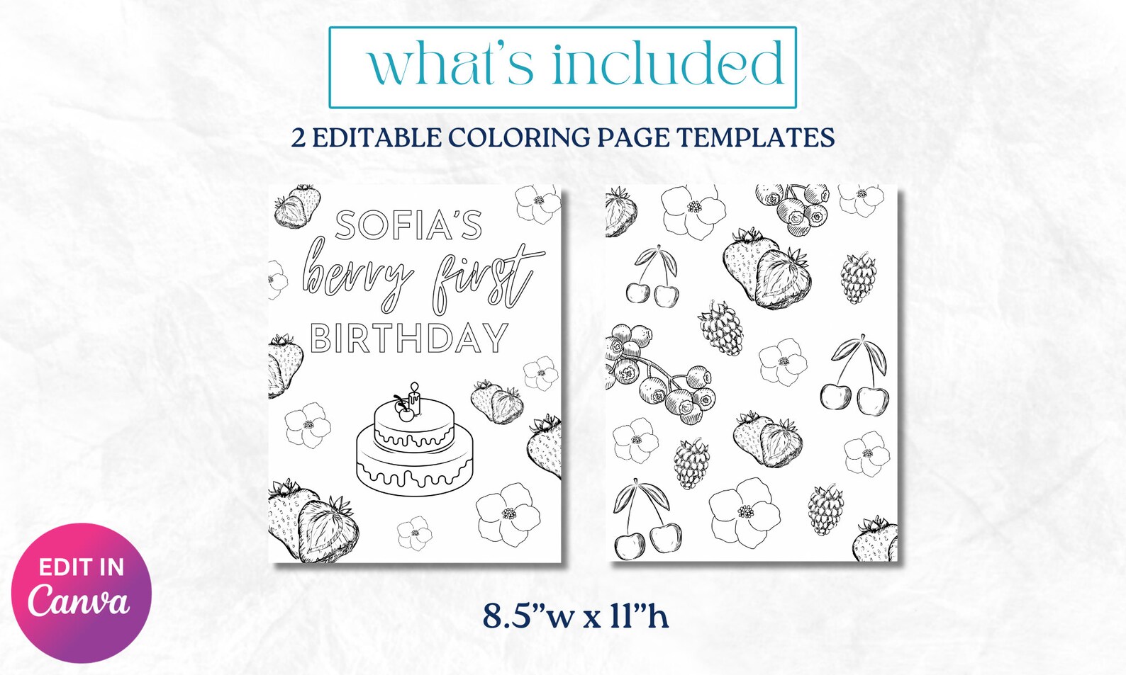 Berry First Birthday Coloring Pages, Editable Coloring Pages, Berry ...