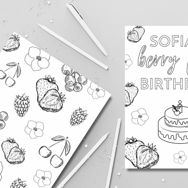 Berry First Birthday Coloring Pages - Etsy