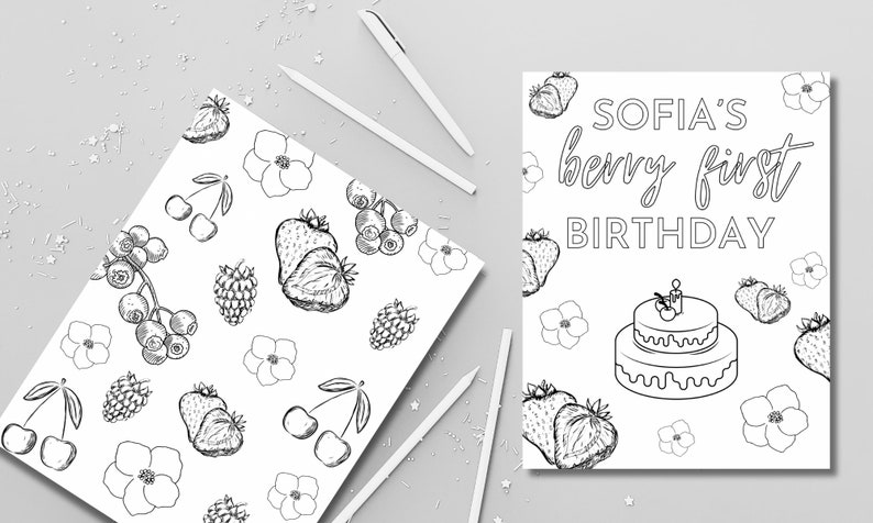 Berry First Birthday Coloring Pages, Editable Coloring Pages, Berry ...