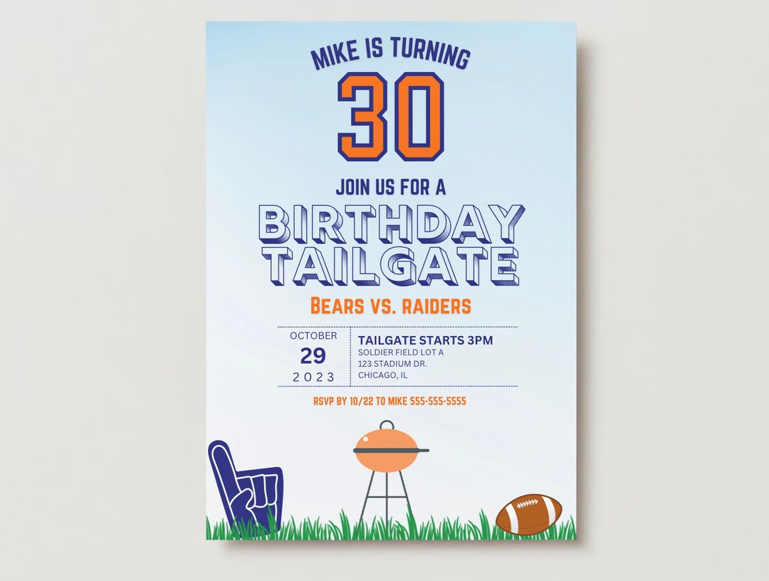 Football Tailgate Party Invitation Birthday Tailgate Invite - Etsy
