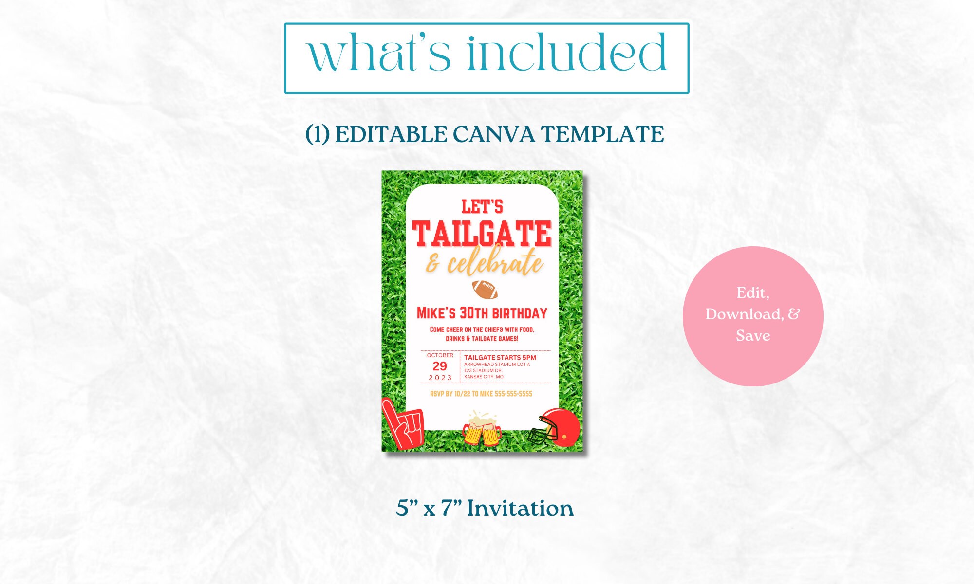 Football Tailgating Party Invitation, Tailgating Birthday, Football ...