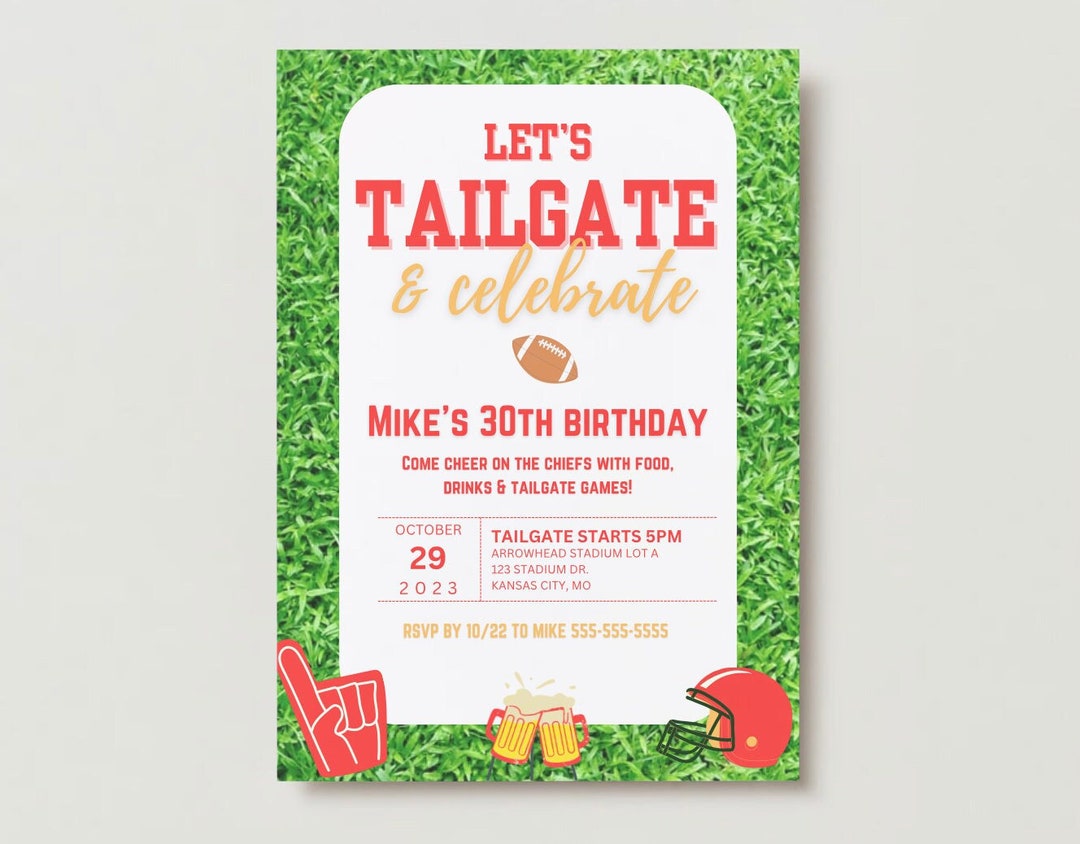 Football Tailgating Party Invitation, Tailgating Birthday, Football ...