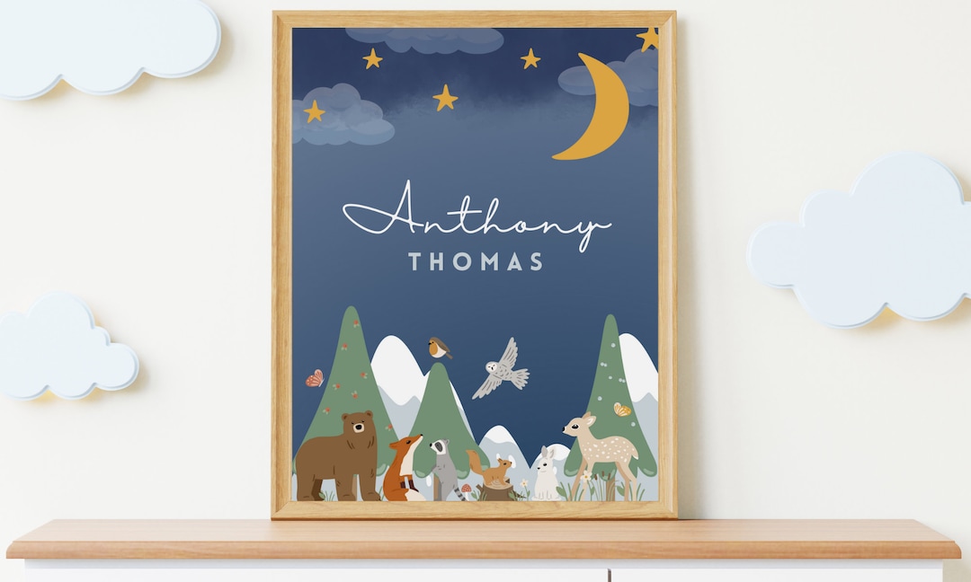 Editable Woodland Nursery Print, Forest Animals Decor (digital Template ...