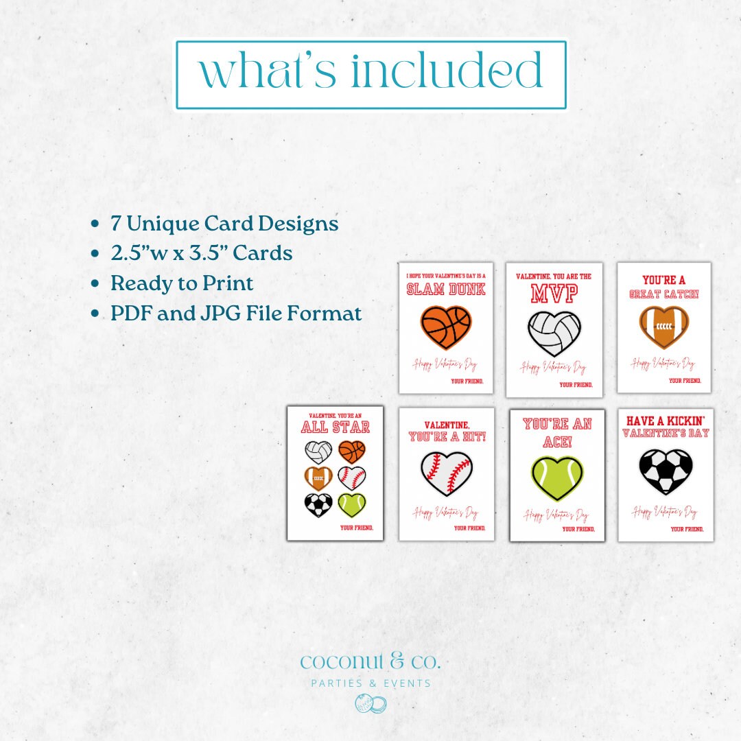 Printable Sports Themed Valentine’s Day Cards, Sports Valentines Day ...