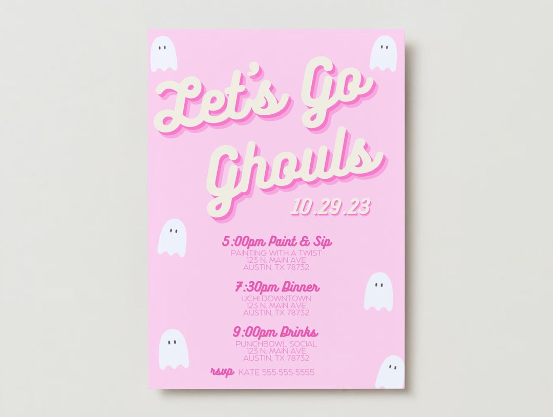 Editable Ghouls Night Out Invitation, Lets Go Ghouls Halloween Party ...