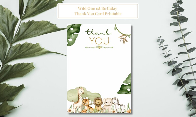 Wild One 1st Birthday Thank You Card Printable Thank You - Etsy