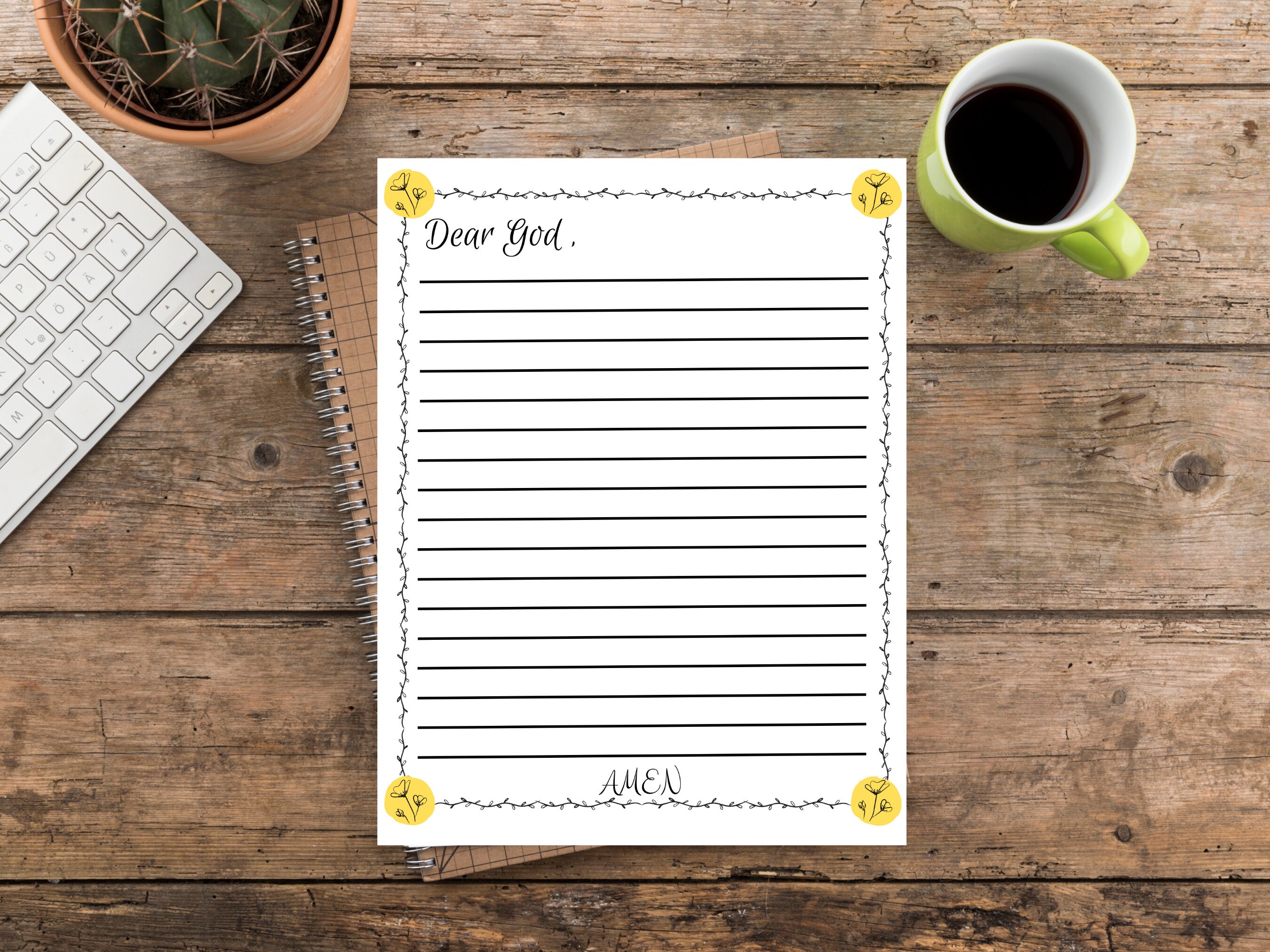 Prayer Journal Page Yellow | Floral | Instant Digital Download | - Etsy