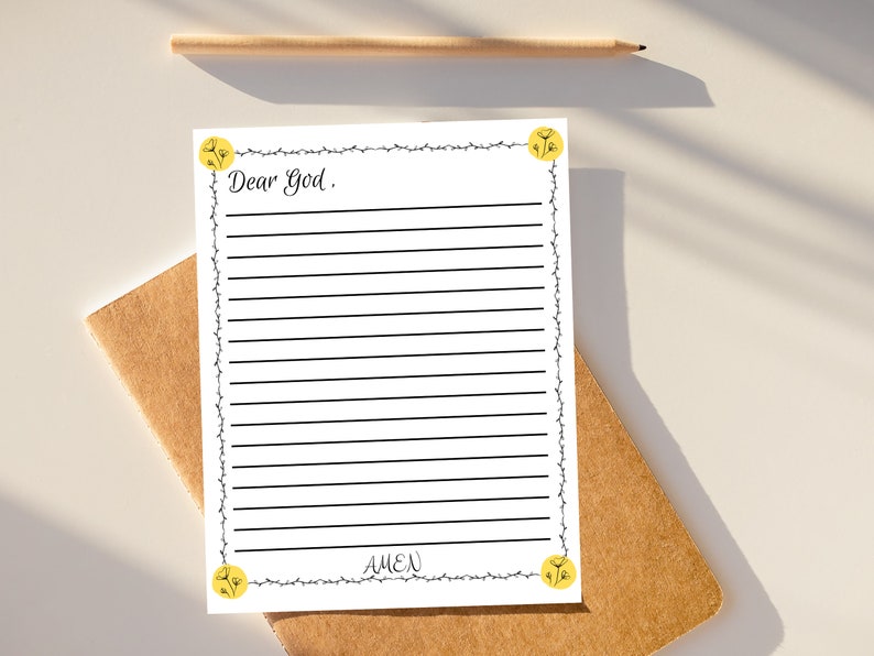 Prayer Journal Page Yellow | Floral | Instant Digital Download | - Etsy