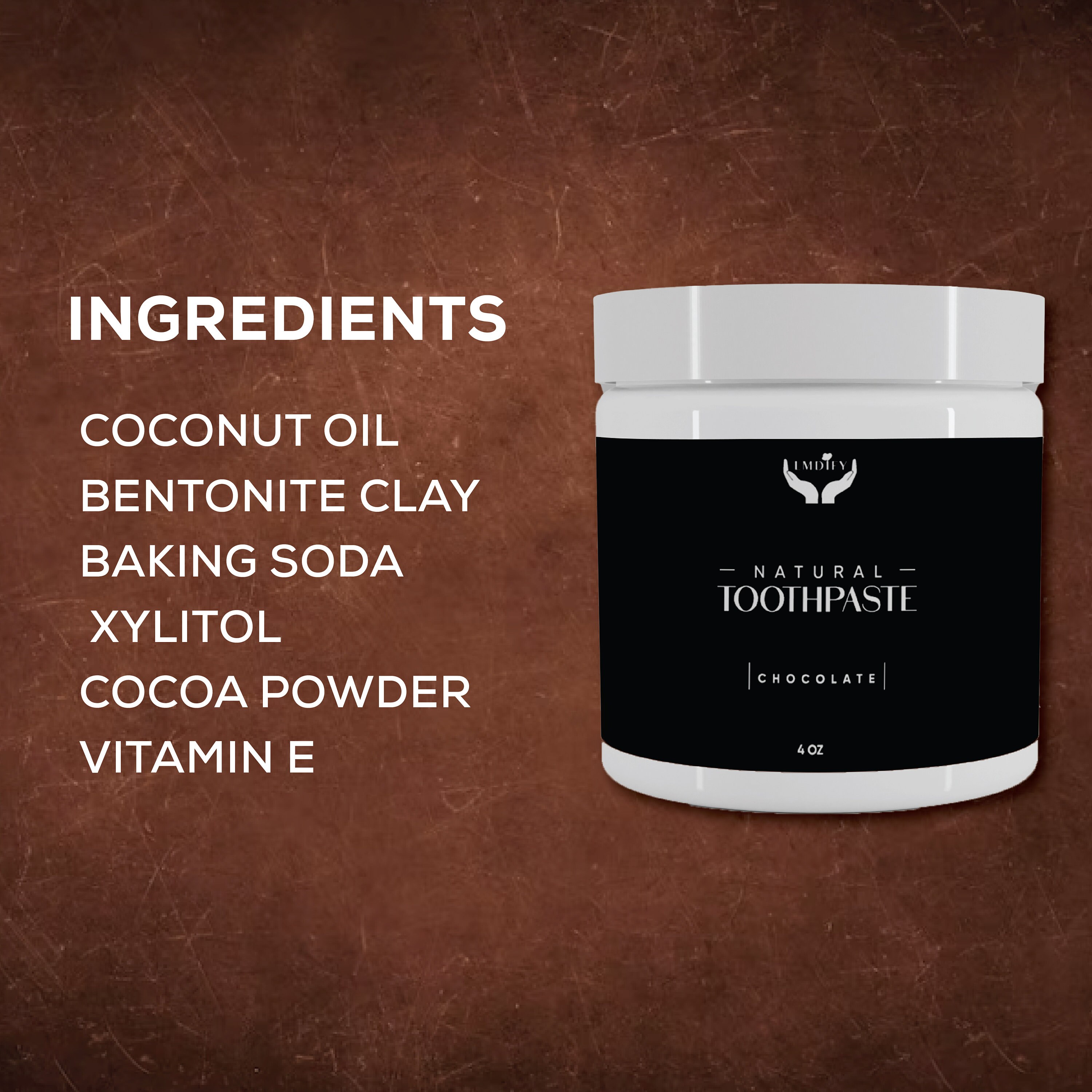 Natural Toothpaste Chocolate, Calcium Bentonite Clay, Fluoride Free, 4 ...