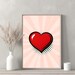 Valentines Day Pop Art Heart Print | Comic Halftone Red Heart Decor ...
