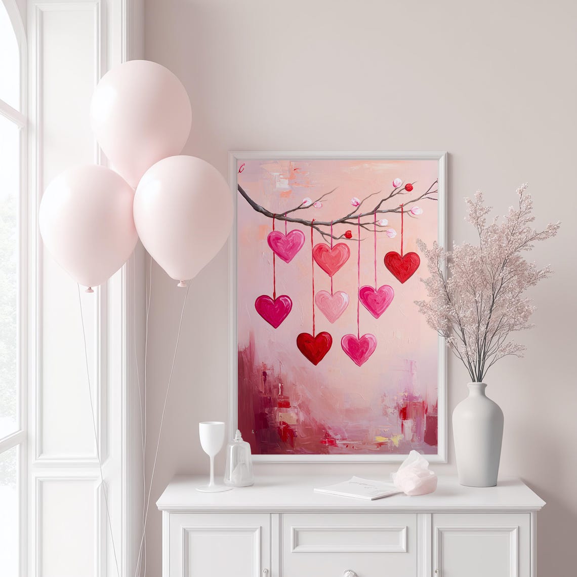Valentine's Day Heart Branch Print | Romantic Nature Decor | Love Heart ...