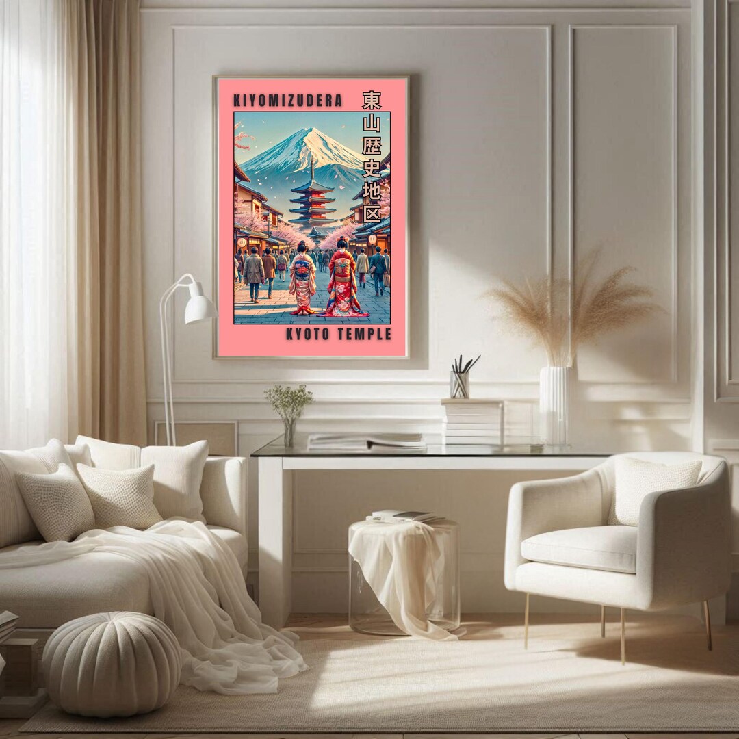 Kiyomizu-dera Pagoda Temple Kyoto Print, Geishas Wall Art, Mount Fuji ...