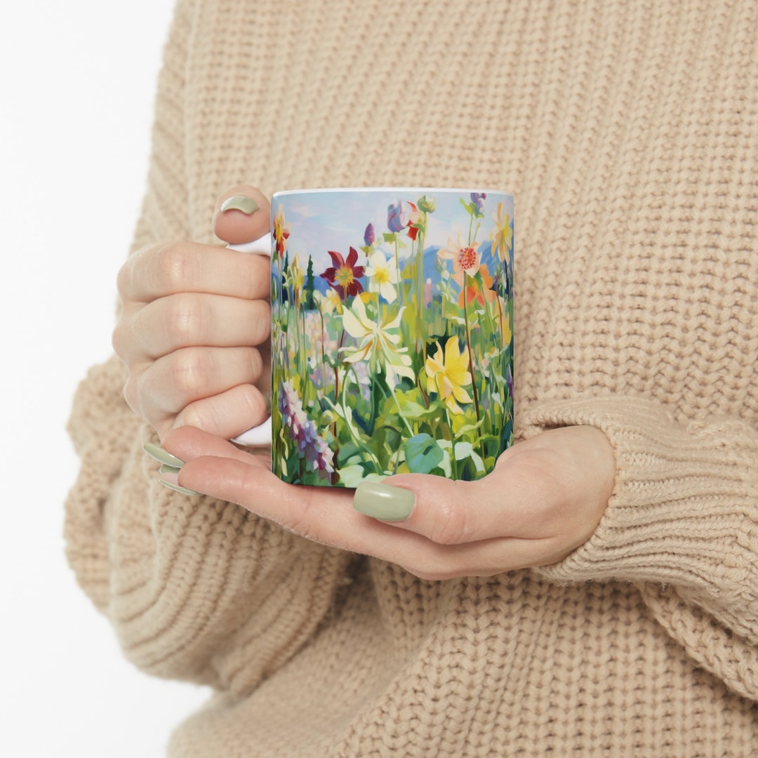 Wildflowers, Floral Mug, Field of Flowers, Botanical Mug, Garden Mug ...