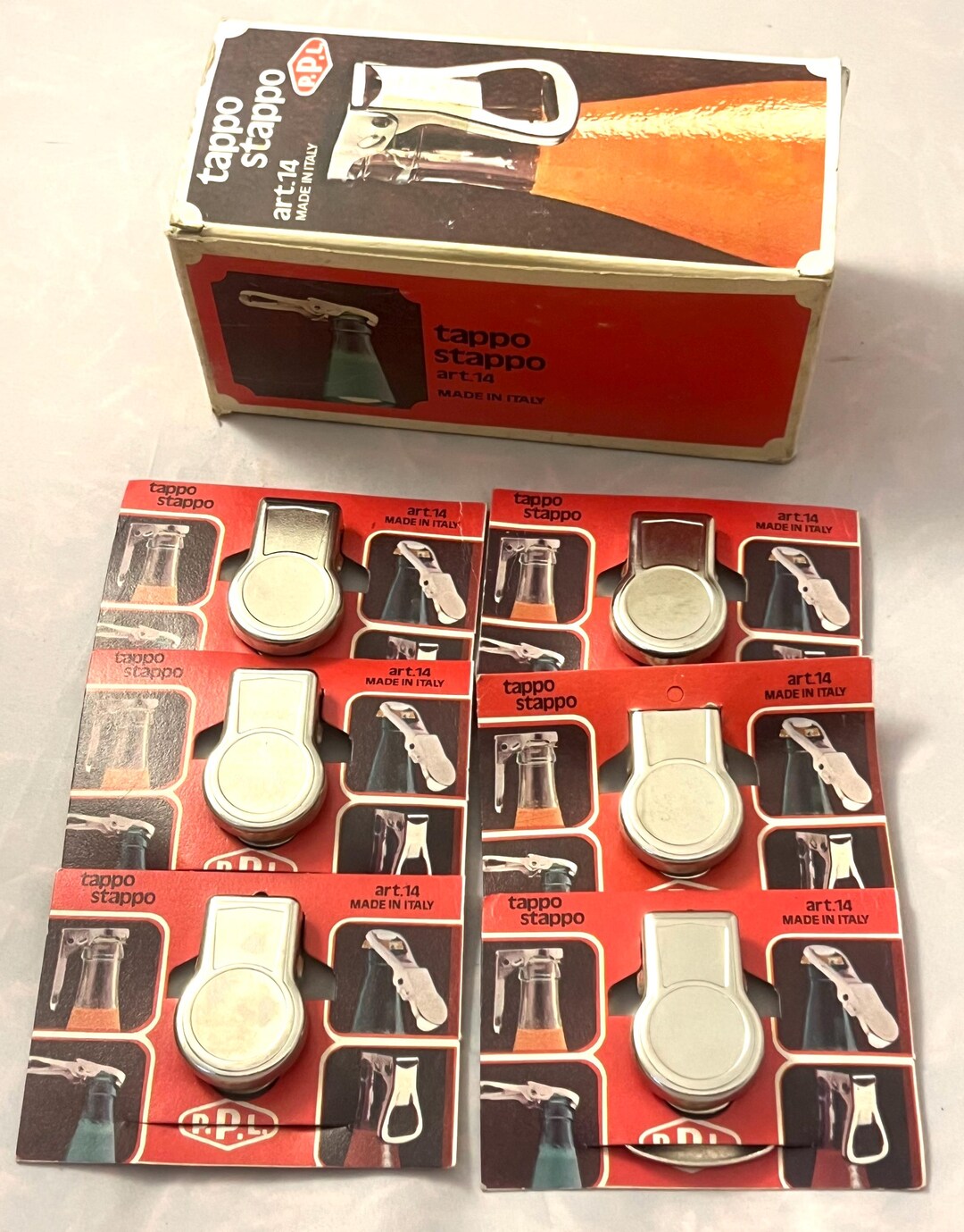 Vintage Italian Tappo Stappo Bottle Stopper Opener | NOS Set of 6 | Art ...