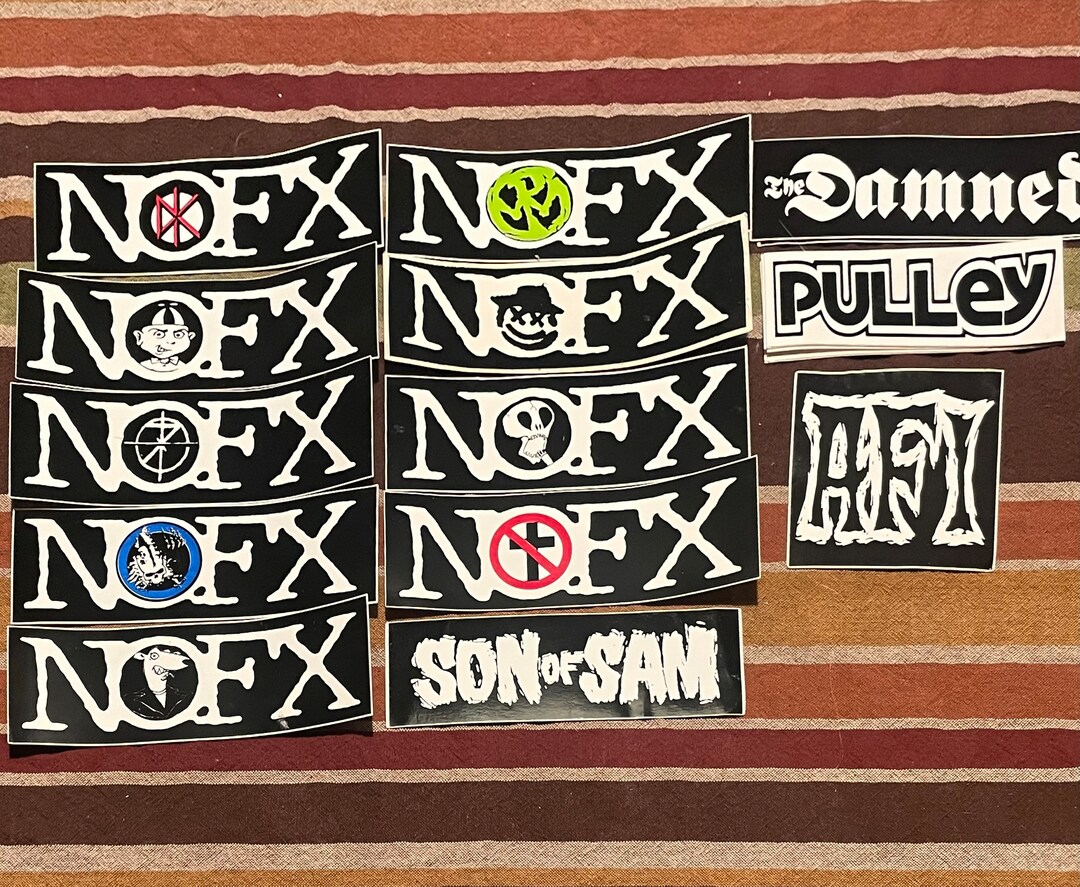 NOFX Vintage Vinyl Tour Stickers Accompanying Bands Pulley the Damned ...
