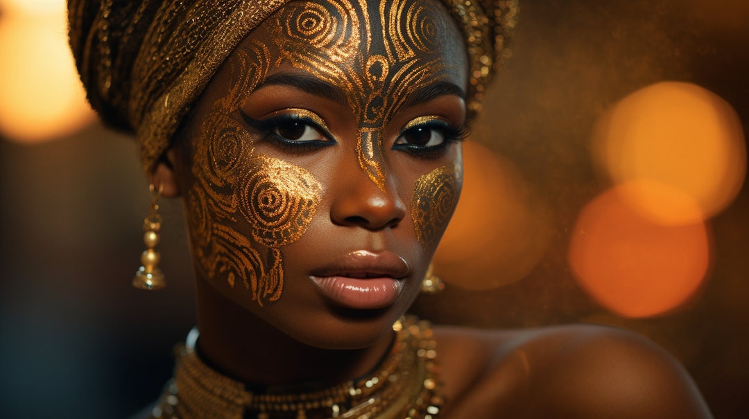 African Queen With Gold Henna - Etsy