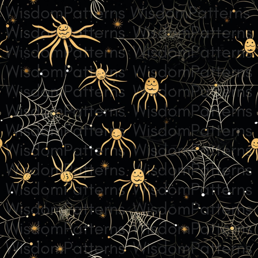 Halloween Spider Pattern PNG Instant Download Digital Paper - Etsy