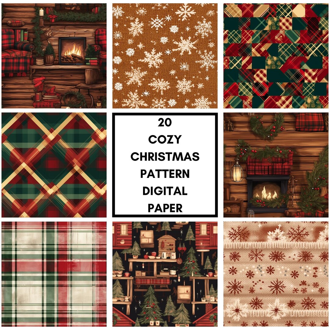 Cozy Christmas Pattern PNG Christmas Digital Paper Digital - Etsy