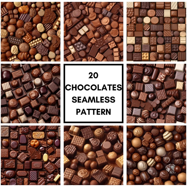Chocolate Seamless Pattern PNG Instant Download Digital Paper Digital ...