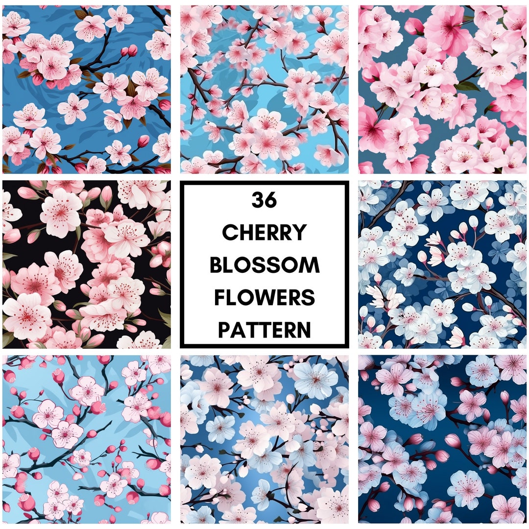 Japanese Cherry Blossom PNG Paper Sakura Pattern PNG Digital Paper ...
