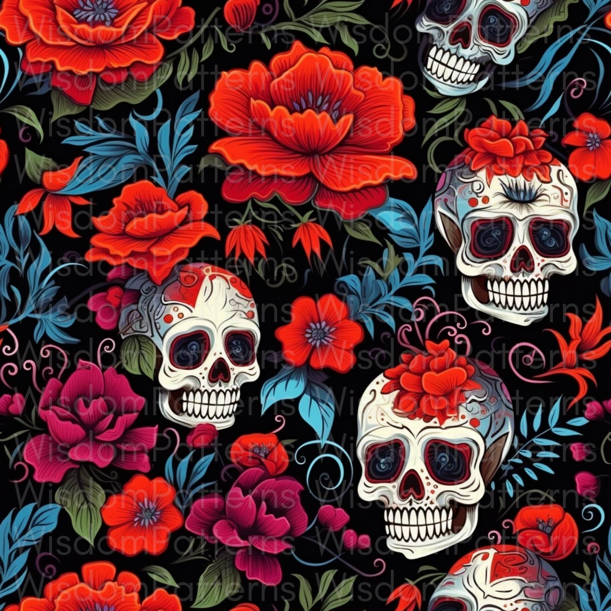 Skulls Digital Paper Colorful Skulls Pattern PNG Instant - Etsy