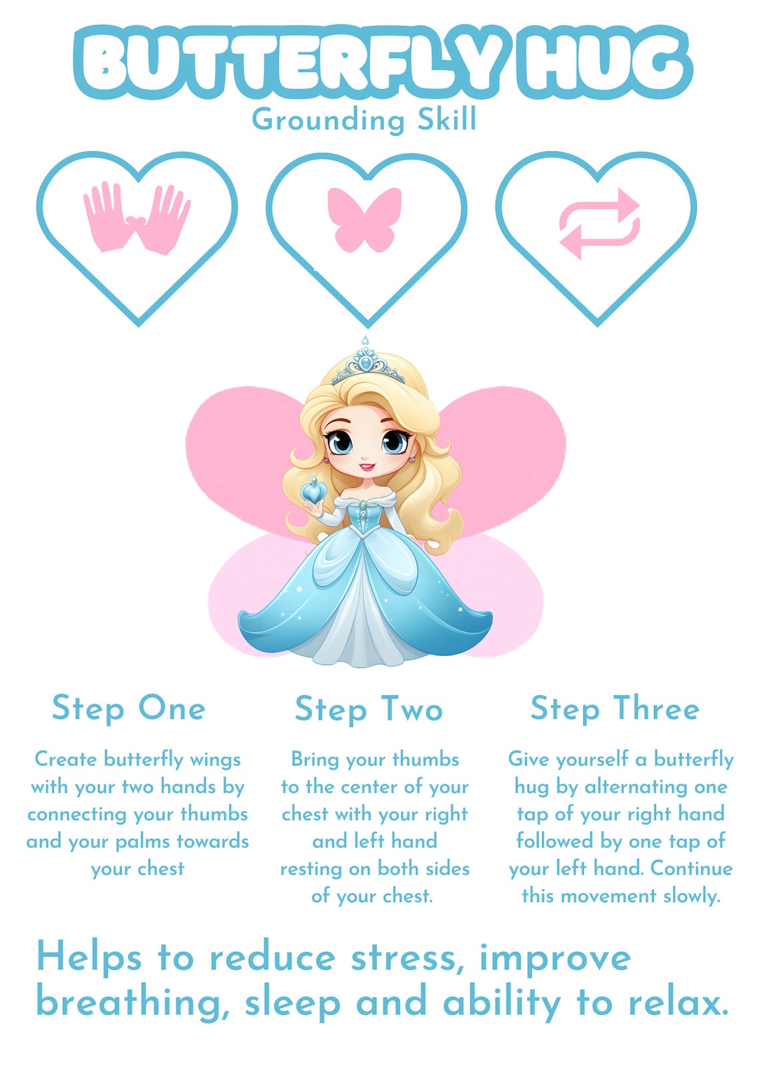 Princess Butterfly Hug Coping Skills Deep Breathing Bilateral ...