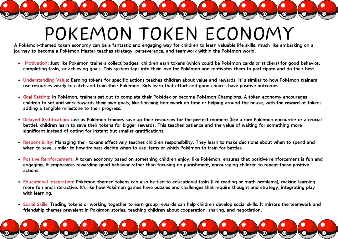 POKEBUCKS Pokemon Token Economy System Pikachu ADHD ODD Positive ...