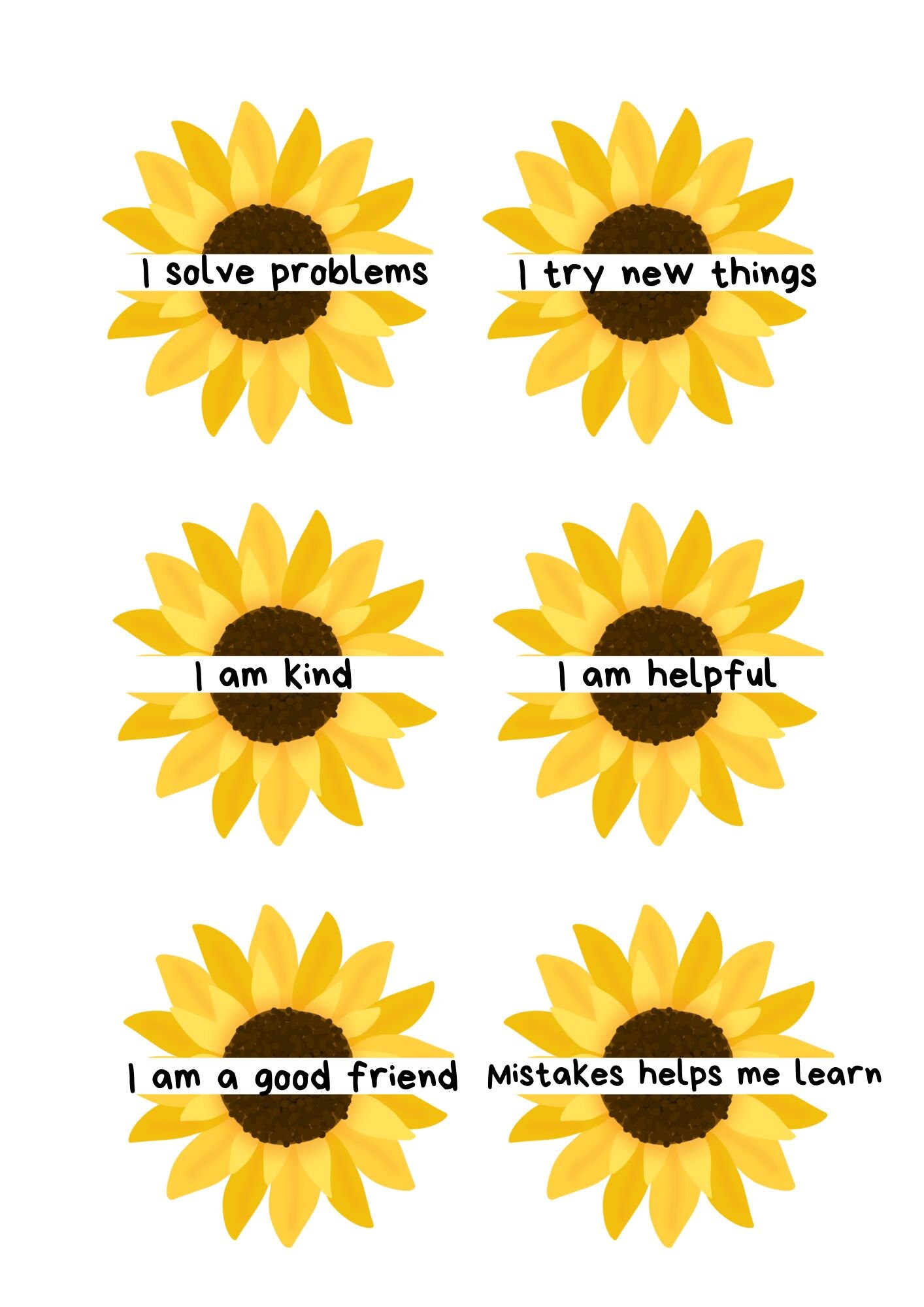 Sunflower Affirmation Station Self-love Self-esteem Therapy Anxiety ...