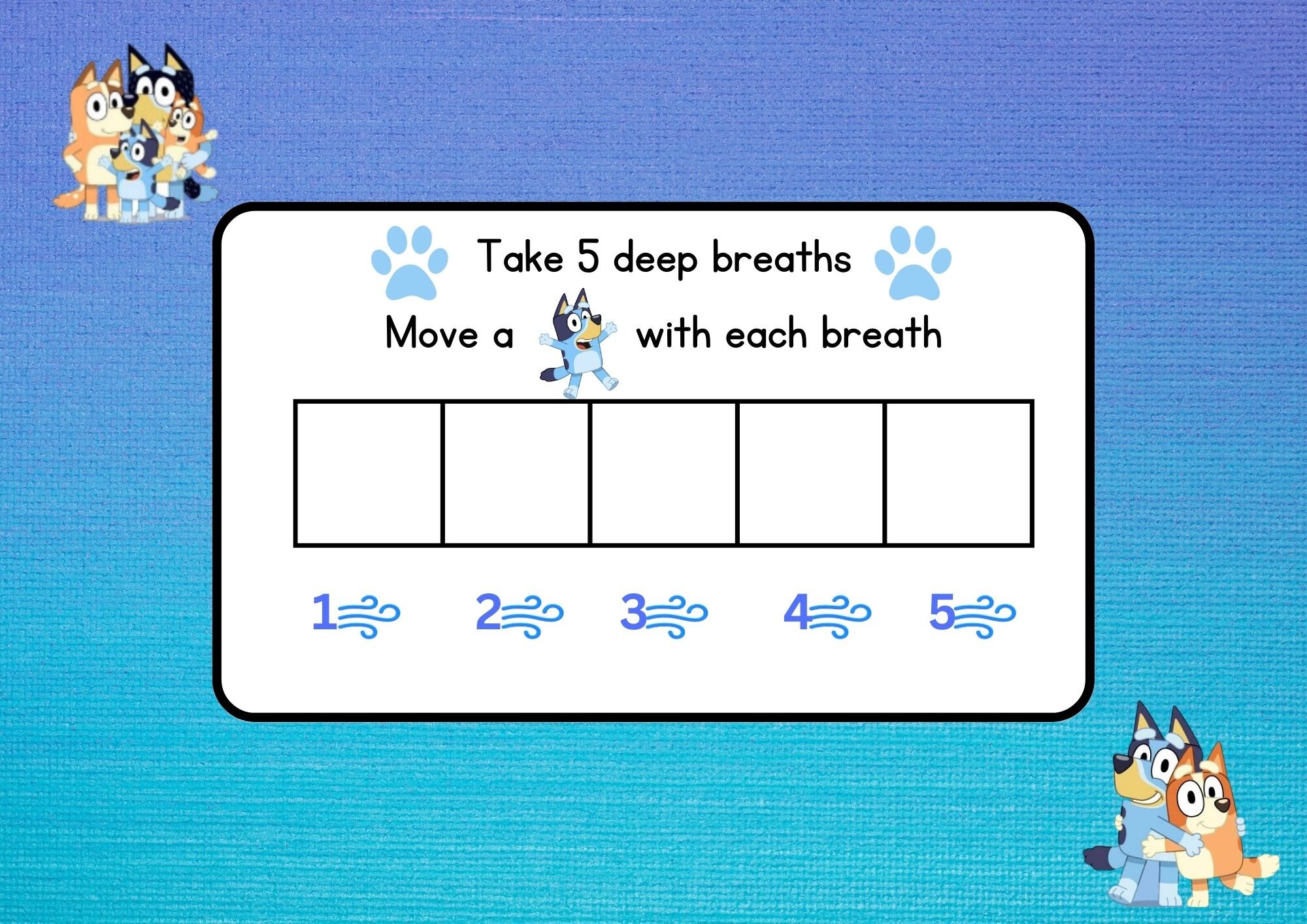 Bluey Visual Support Breathing Board Plus I'm Working for Board ADHD ...