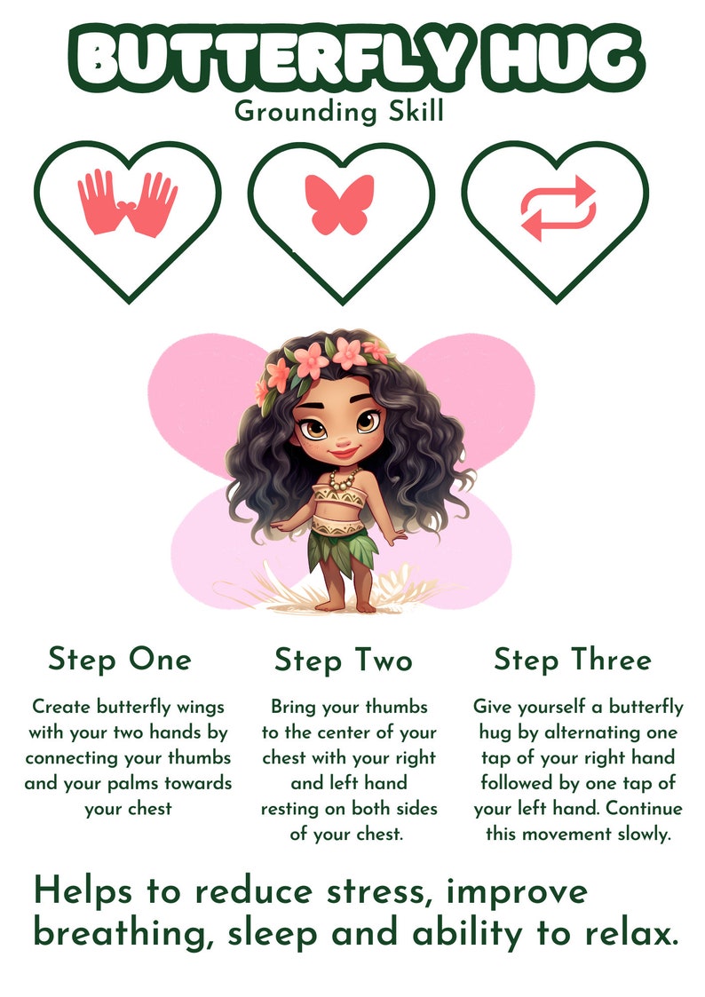 Princess Butterfly Hug Coping Skills Deep Breathing Bilateral ...
