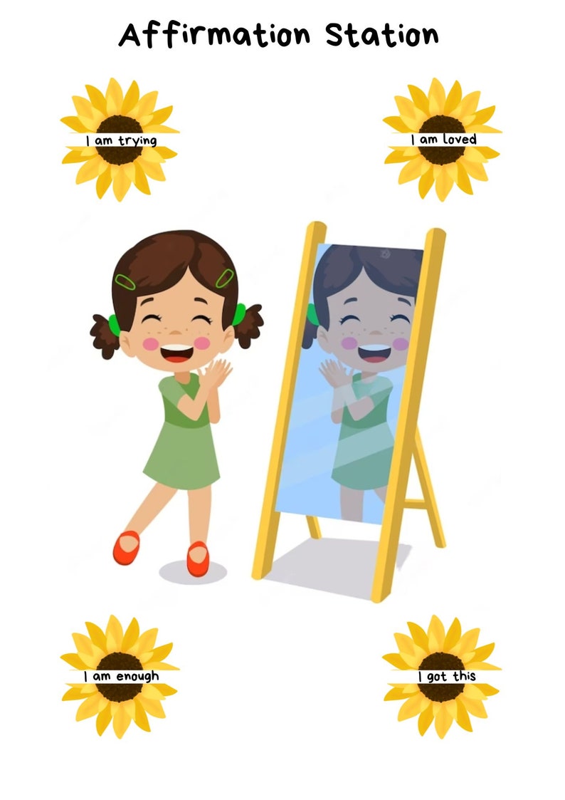 Sunflower Affirmation Station Self-love Self-esteem Therapy Anxiety ...