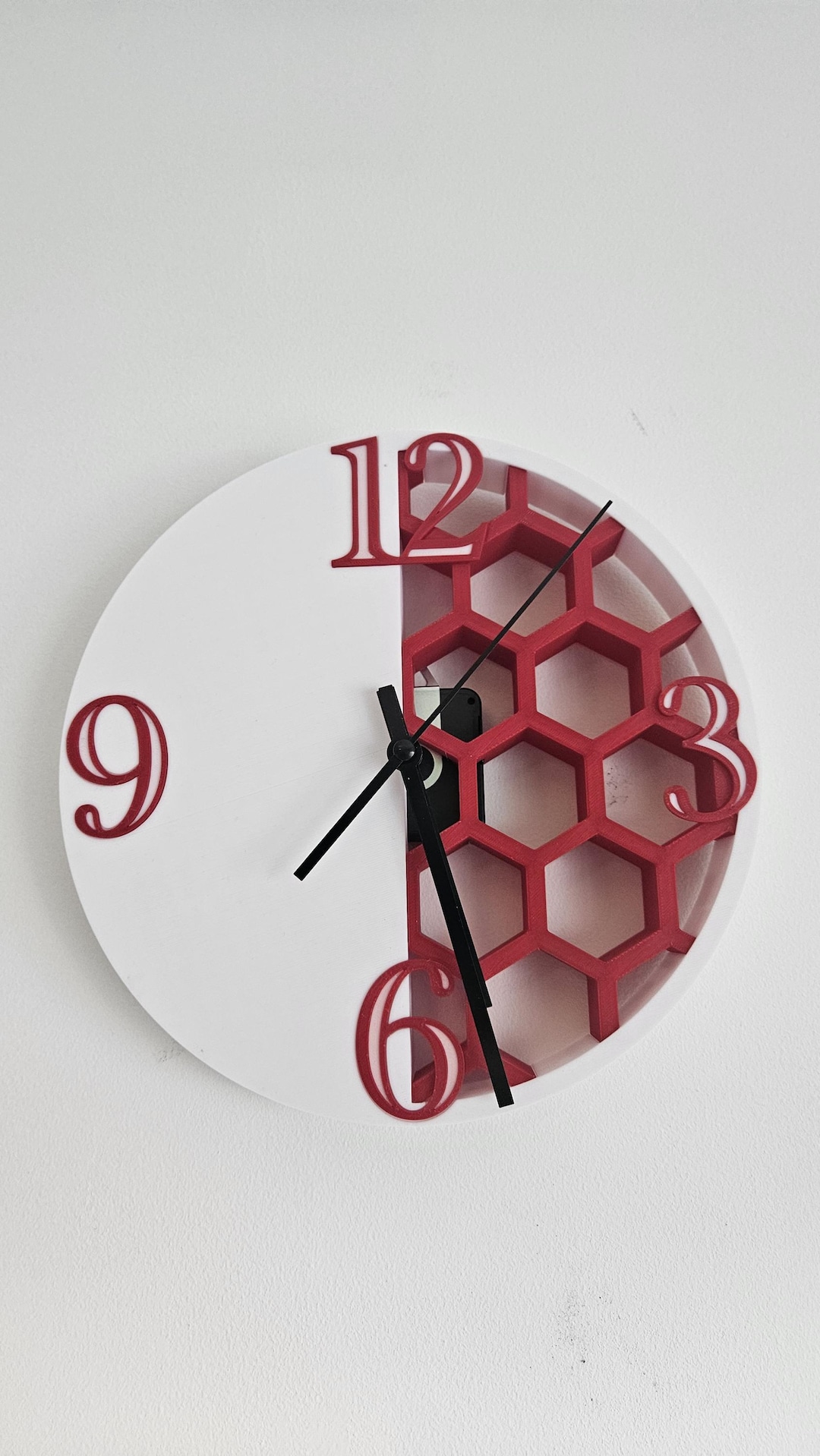 Modern Hex Wall Clock – Bold Geometric Design | Handmade 3D Printed ...