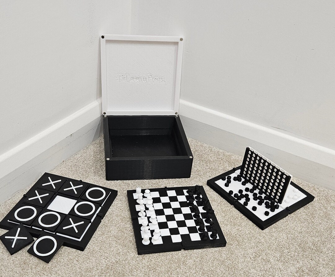 3 in 1 Game Box With Chess, Tic Tak Toe and Connect 4 - Etsy