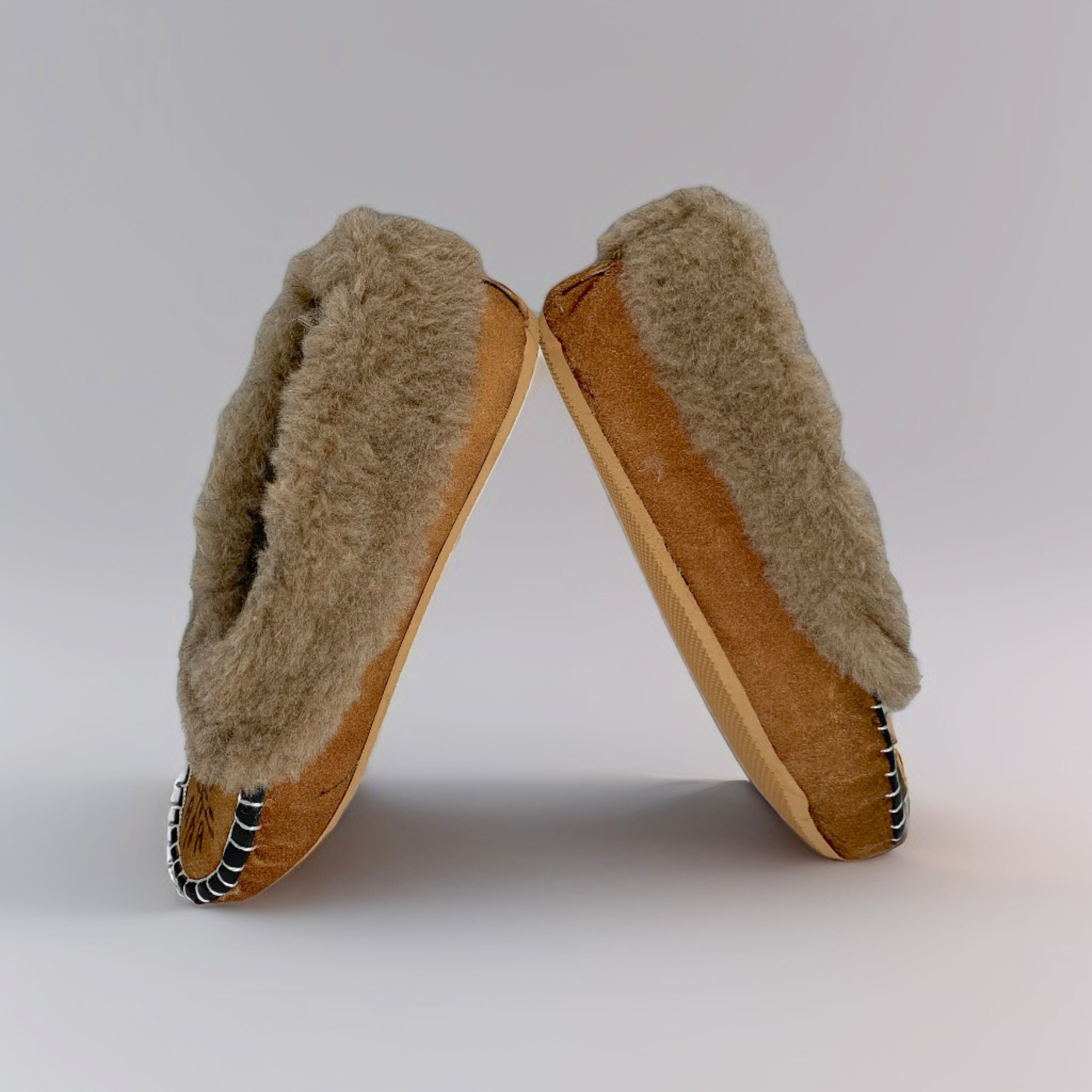 Women's Sheepskin Slippers, Traditional Polish Moccasins \ High-quality ...